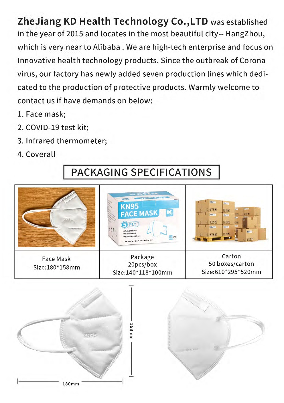 KN 95 protective face mask - KD（World Wide）